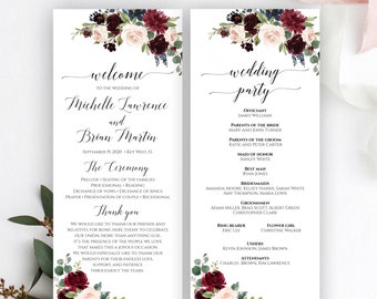 Wedding Program Template, Fully Editable, Printable Ceremony Template ...