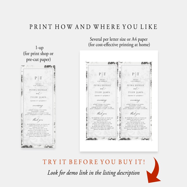 Formal Wedding Program Template Elegant Ceremony Template - Etsy