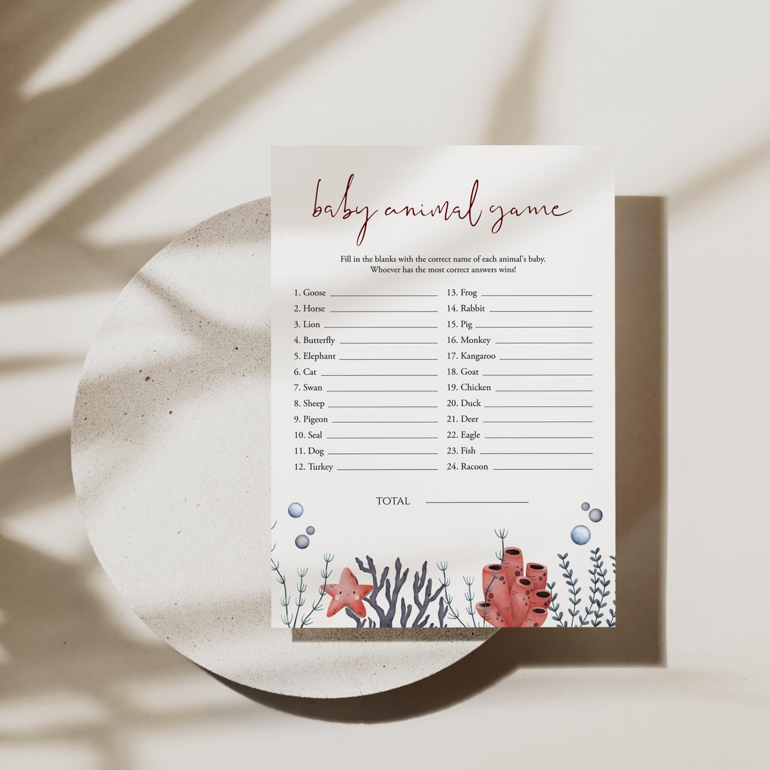 Under the Sea Baby Animal Game Template Shark Who's My Mommy Printable ...