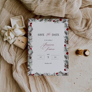 Holiday Save the Date Template Editable Christmas-themed Save Our Date ...