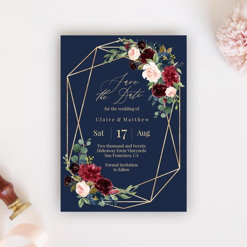 OCEAN Blue Navy Save the Date Template Printable Save the - Etsy