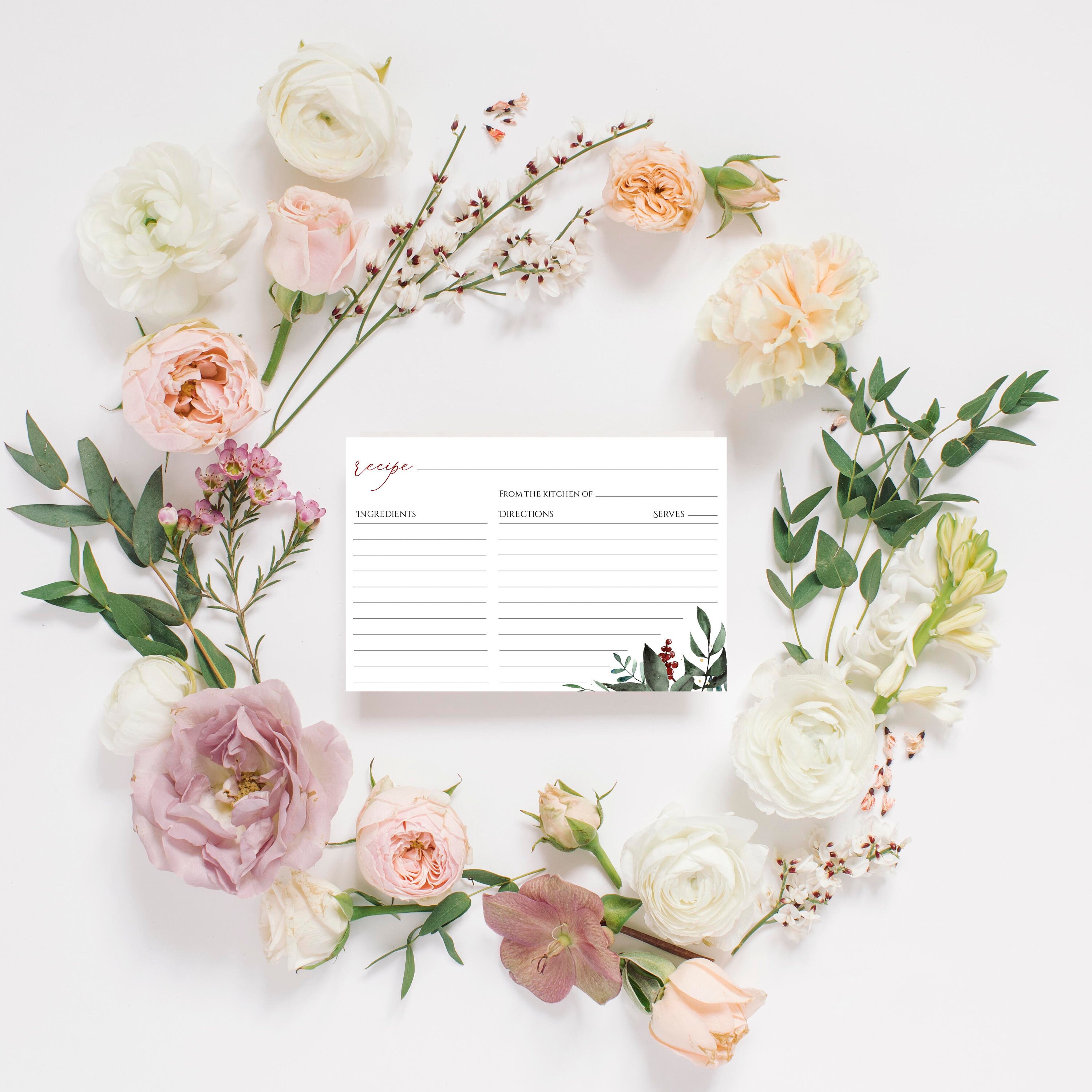 Winter Recipe Card Template Download Recipe Cards 4x6 DIY | Etsy