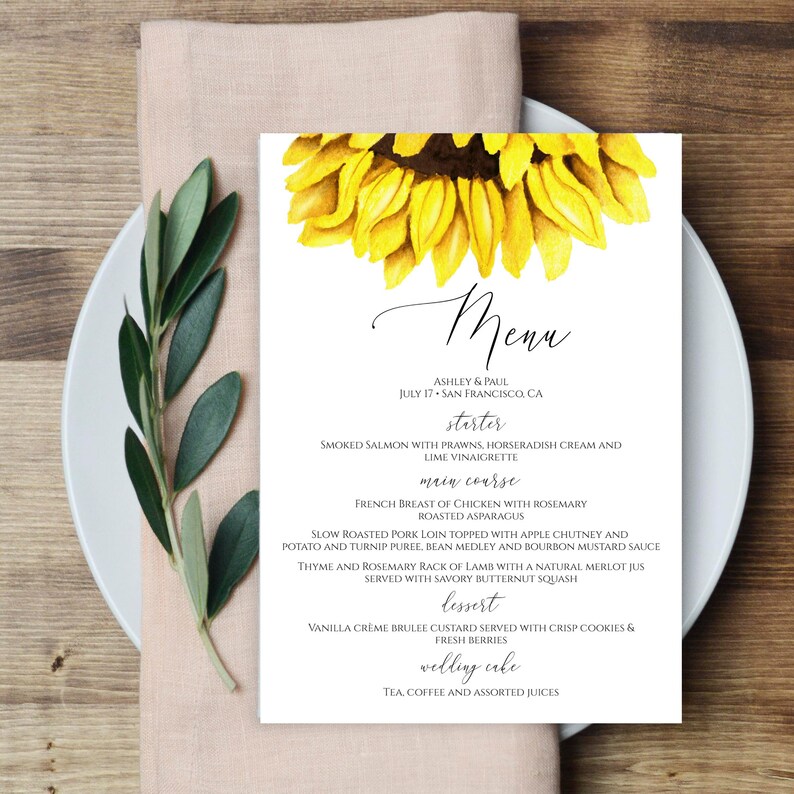 Rustic Wedding Menu Template Instant Download Editable - Etsy
