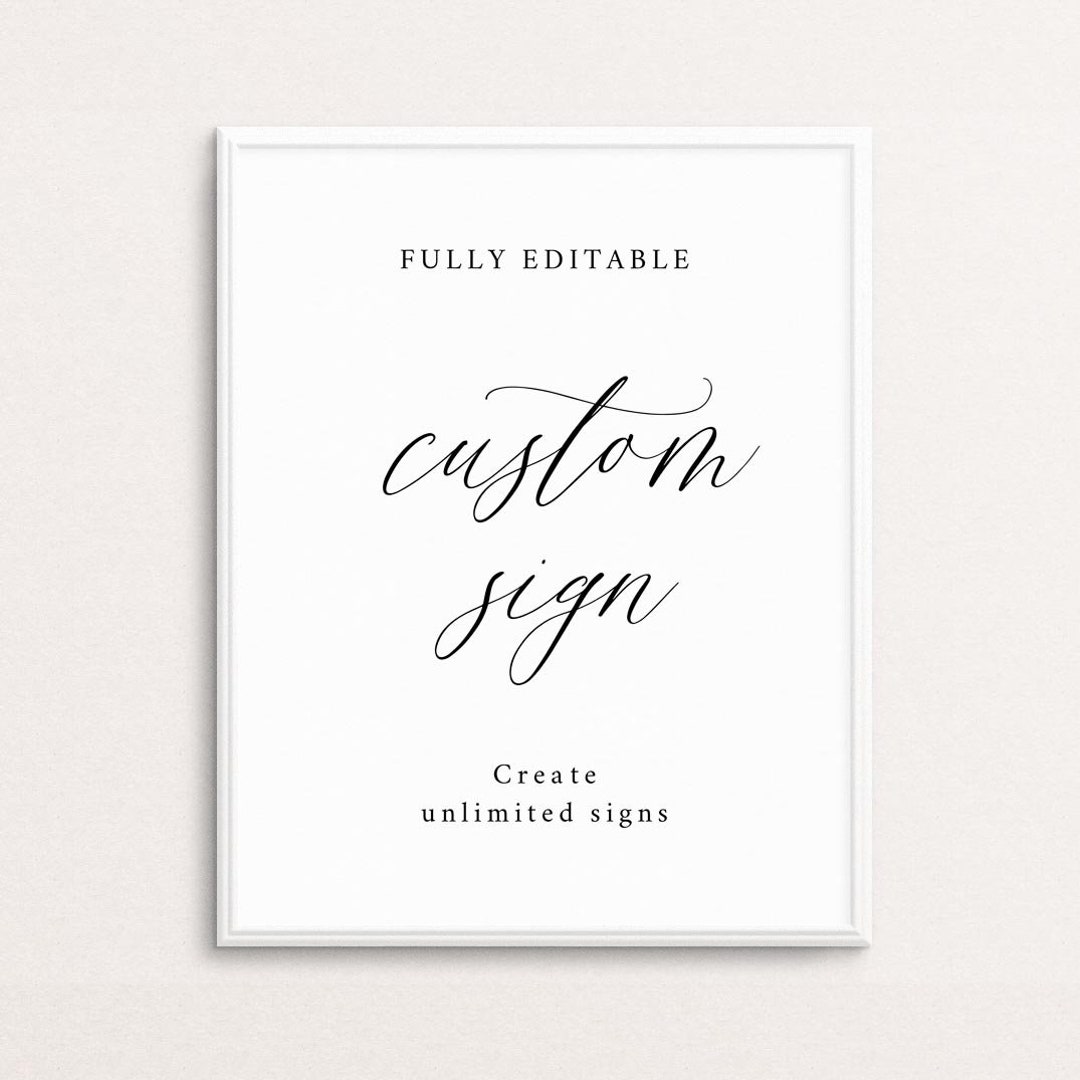 Custom Sign Template, Modern Wedding Sign Classic, Printable Bridal ...