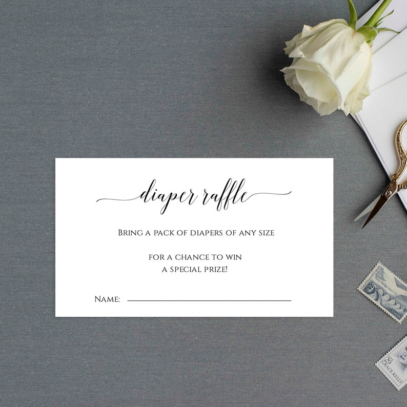 Diaper Raffle Card Insert Diaper Raffle Ticket Editable - Etsy