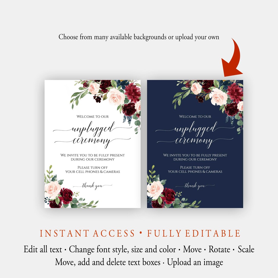 Unplugged Ceremony Sign Template Instant Download Unplugged - Etsy