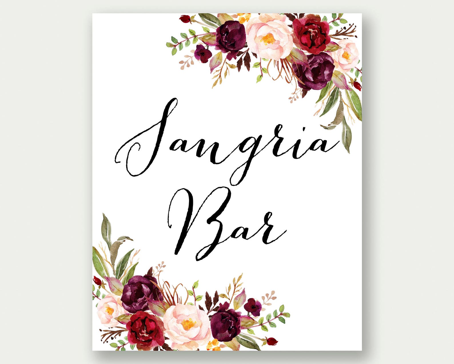 Sangria Bar Sign, Bridal Shower Sign, Wedding Drink Sign, Bar Sign ...
