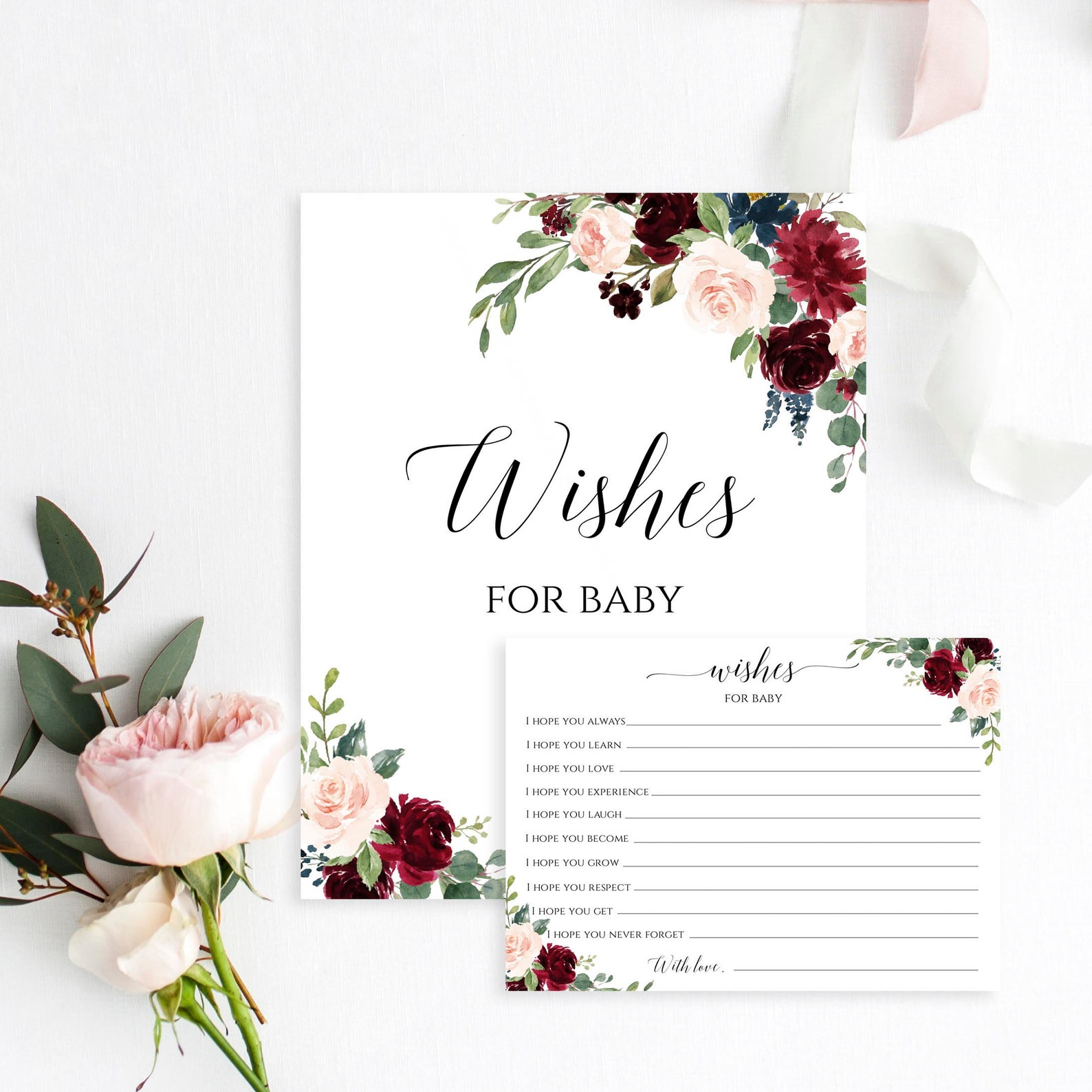 Wishes for Baby Sign Cards Printable Wishes for the Baby - Etsy