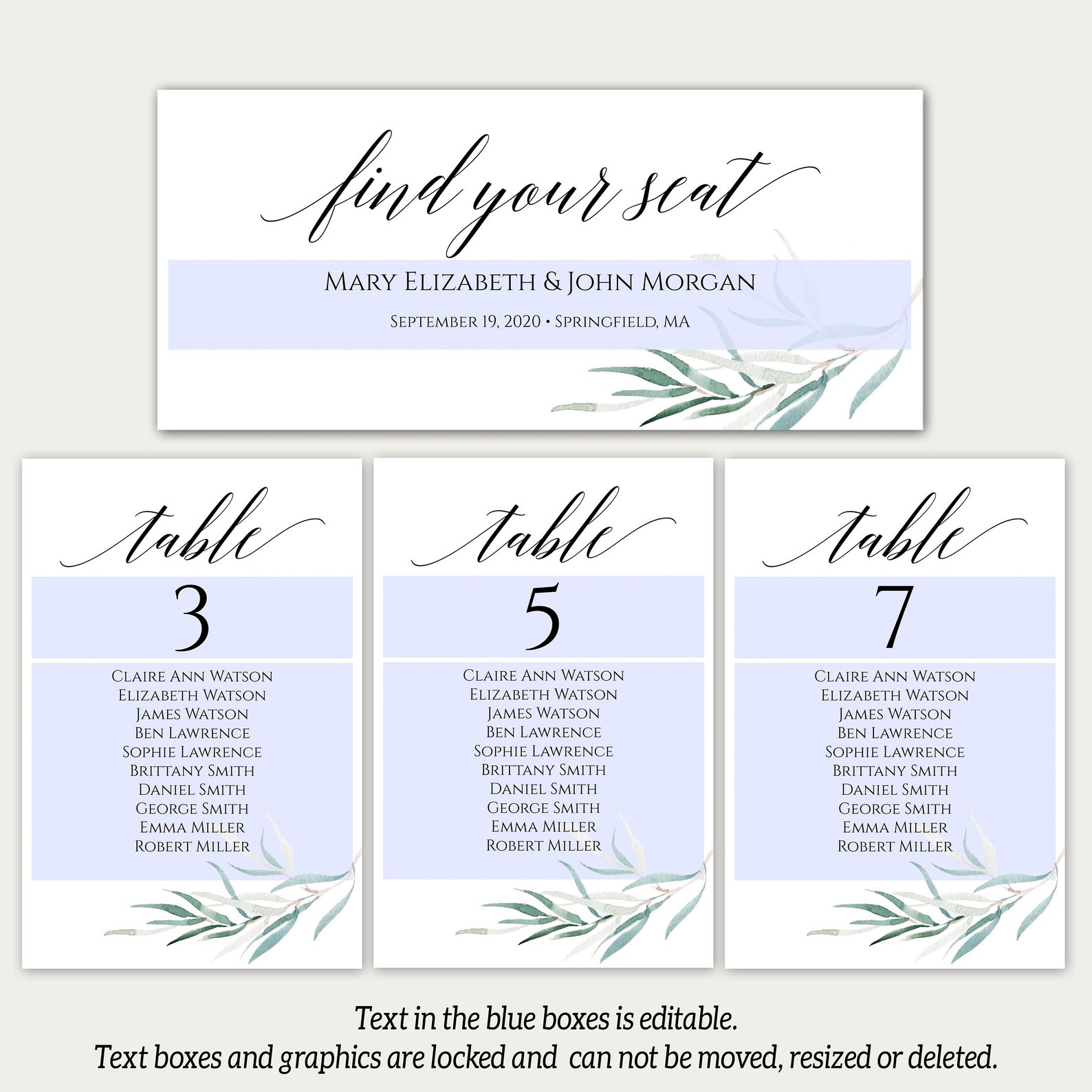 Wedding Seating Cards Editable Seating Cards Find Your Seat - Etsy