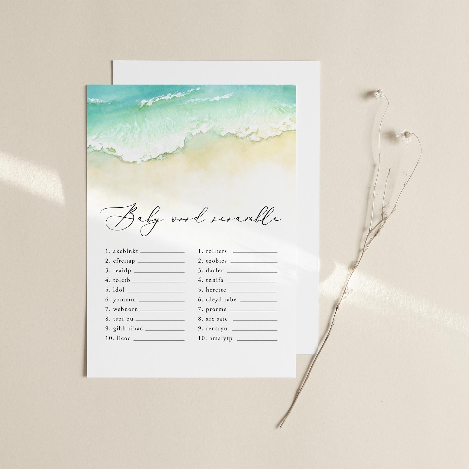 Ocean Baby Word Scramble Template Seashore Baby Shower Game - Etsy