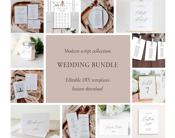 Modern Wedding Bundle Editable Classic Wedding Bundle - Etsy
