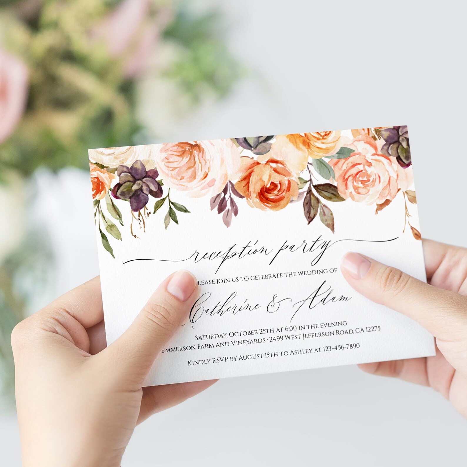 Editable Wedding Reception Invitation Template Printable | Etsy