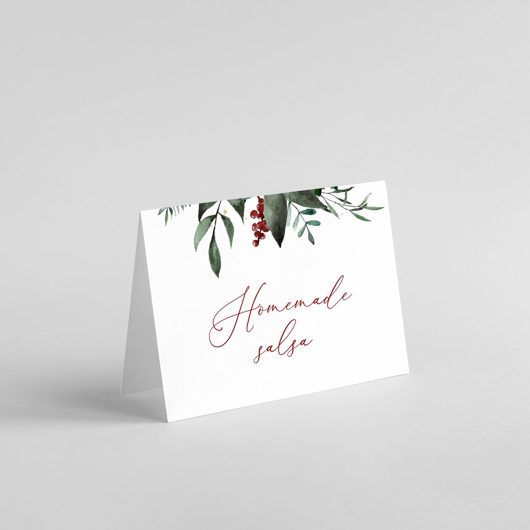 Editable Buffet Card Template, Printable Food Label, Christmas Buffet ...