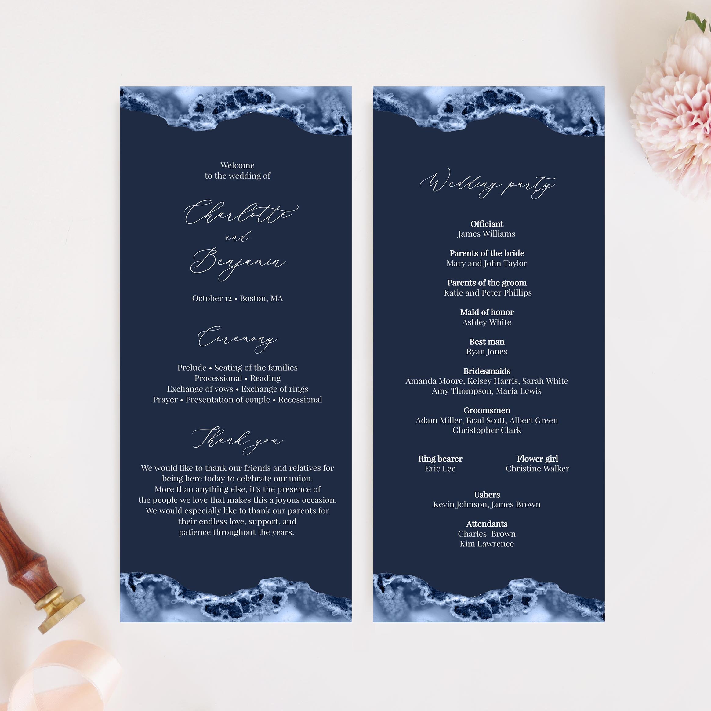 Navy Wedding Program Template Waves Ceremony Template - Etsy Canada