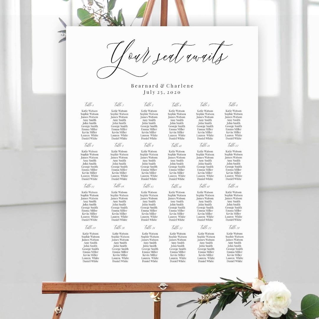 Wedding Seating Chart Template, Fully Editable, Classic Wedding Seating ...