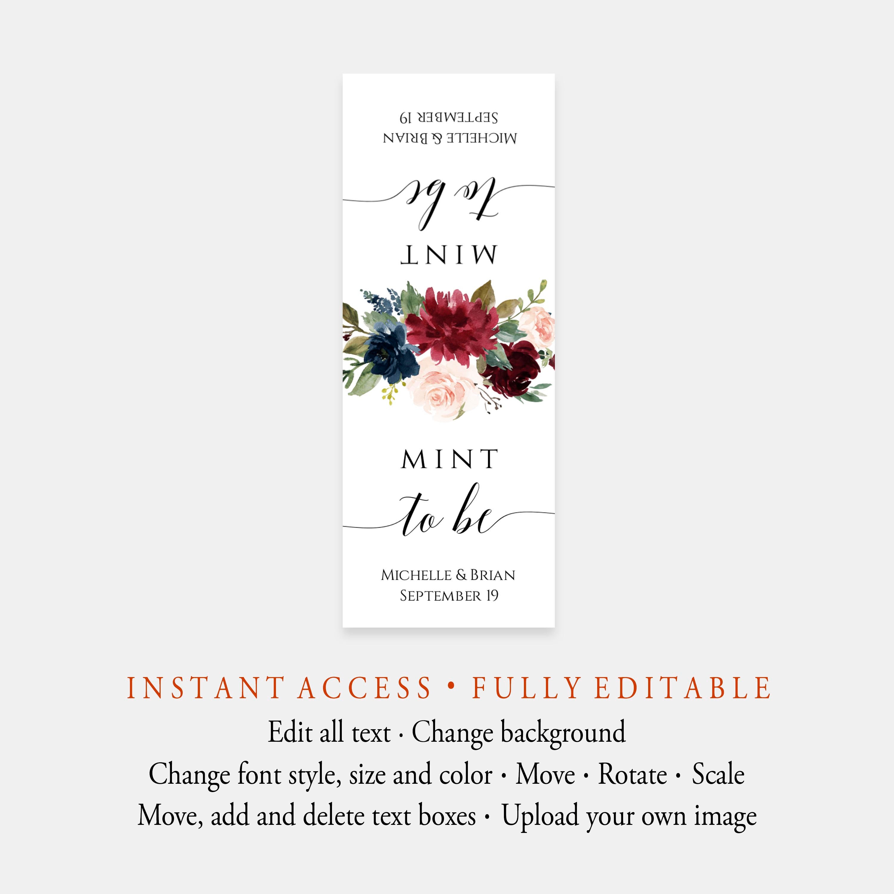 Mint to Be Label Template Instant Download Editable Tic Tac | Etsy