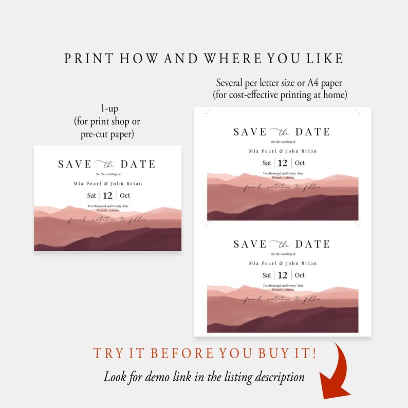 Desert Save the Date Template Landscape California Save the - Etsy