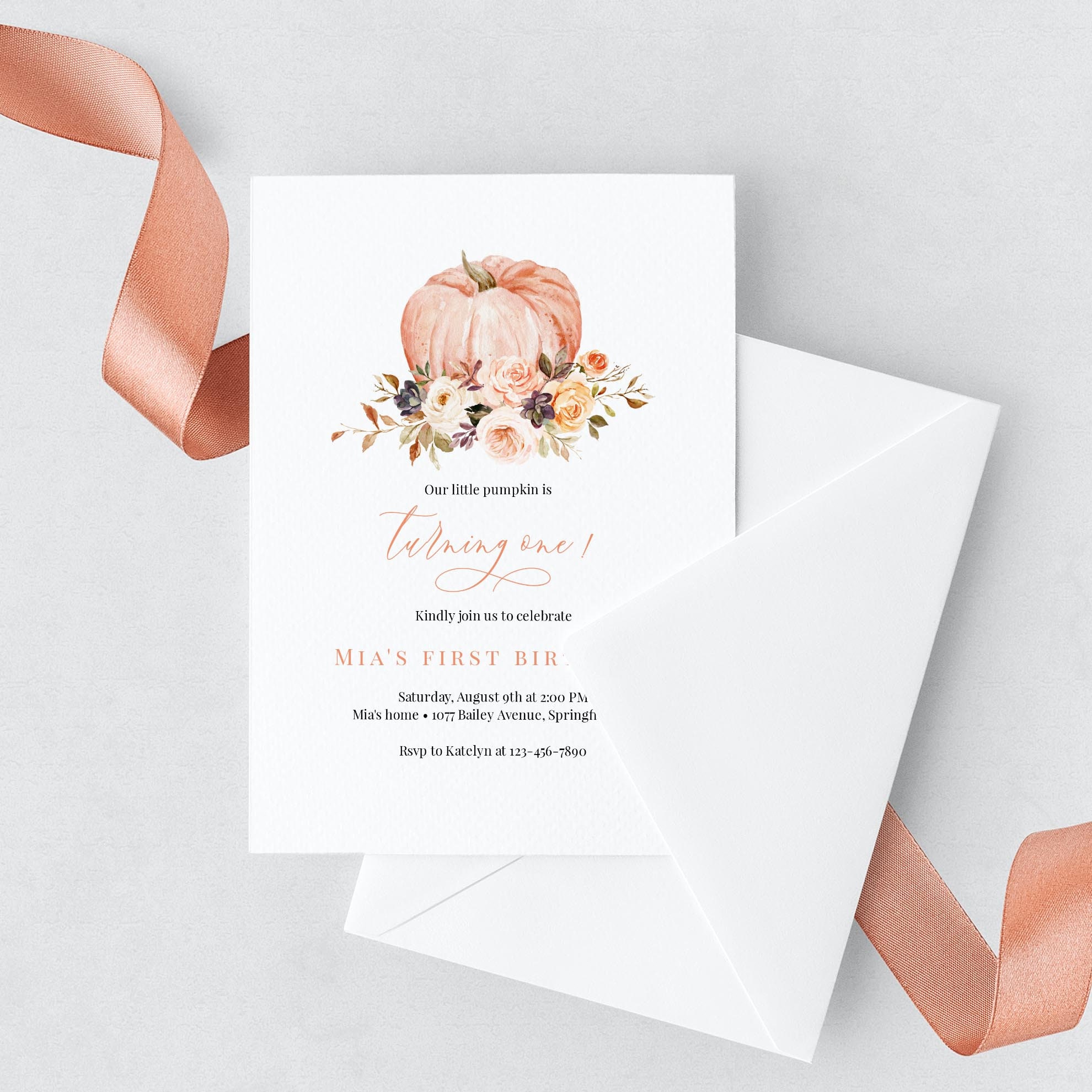 Pumpkin Birthday Invitation Template Editable Fall Birthday - Etsy