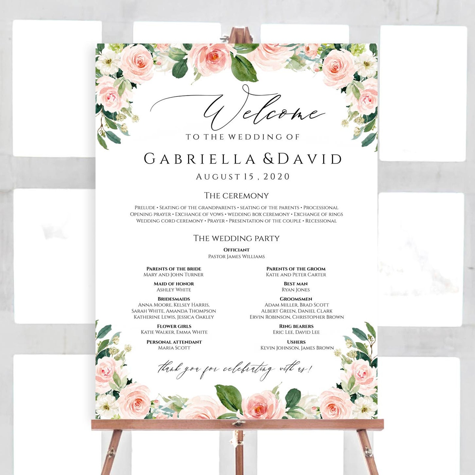 Boho Wedding Program Poster Large Wedding Program Template | Etsy