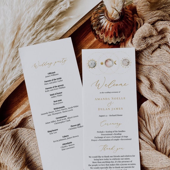 Celestial Wedding Program Template Editable Universe Ceremony - Etsy