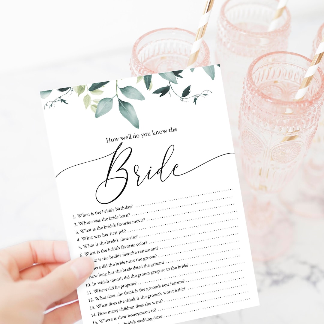 How Well Do You Know the Bride, Fully Editable Game, Eucalyptus Game ...