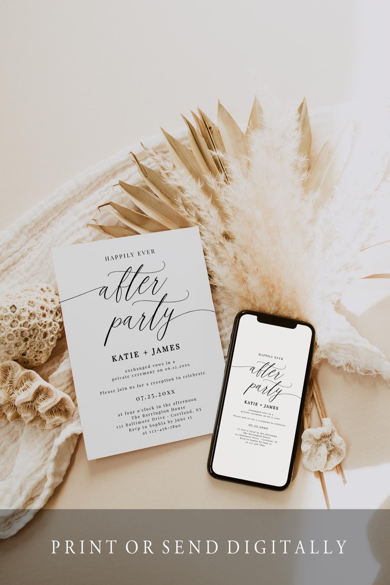 Wedding Reception Invitation Template Happily Ever After Party Invite ...