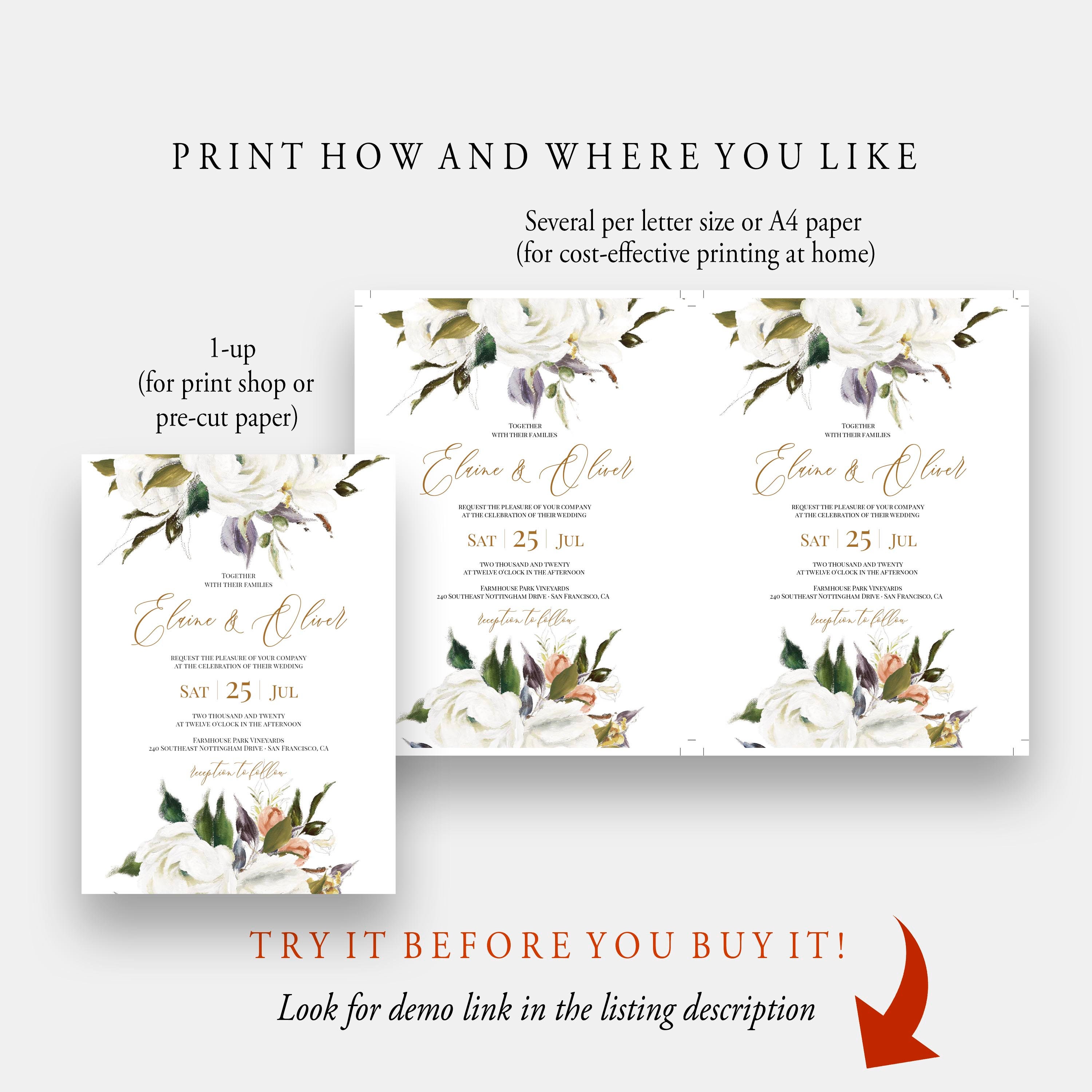 Wedding Invitation Fully Editable Printable Invitation - Etsy