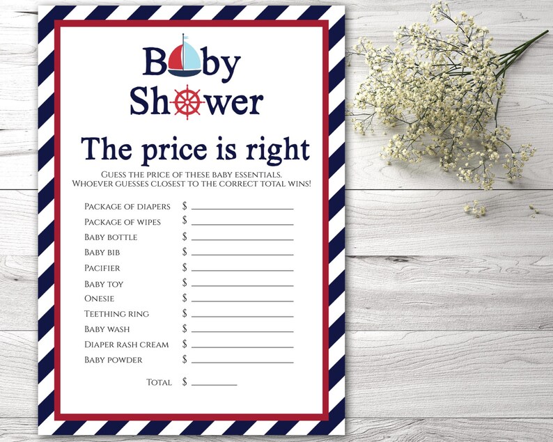 The Price Is Right Baby Shower Printable Nautical Price Is | Etsy