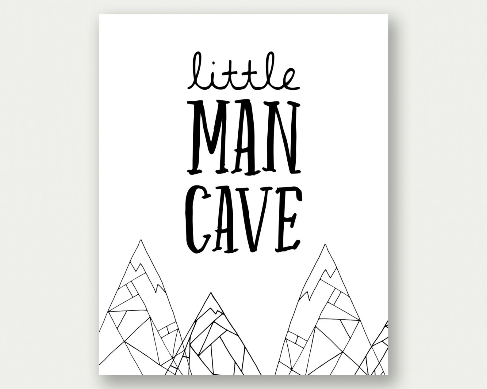 Little Man Cave Print Black and White Nursery Art Boys - Etsy