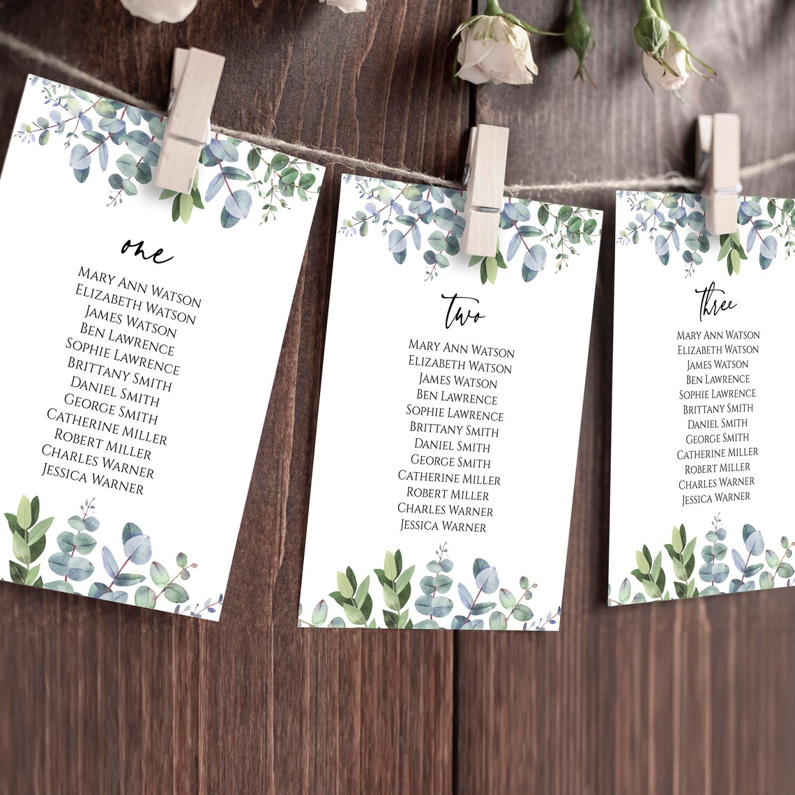 Eucalyptus Seating Chart Template Editable Seating Cards - Etsy