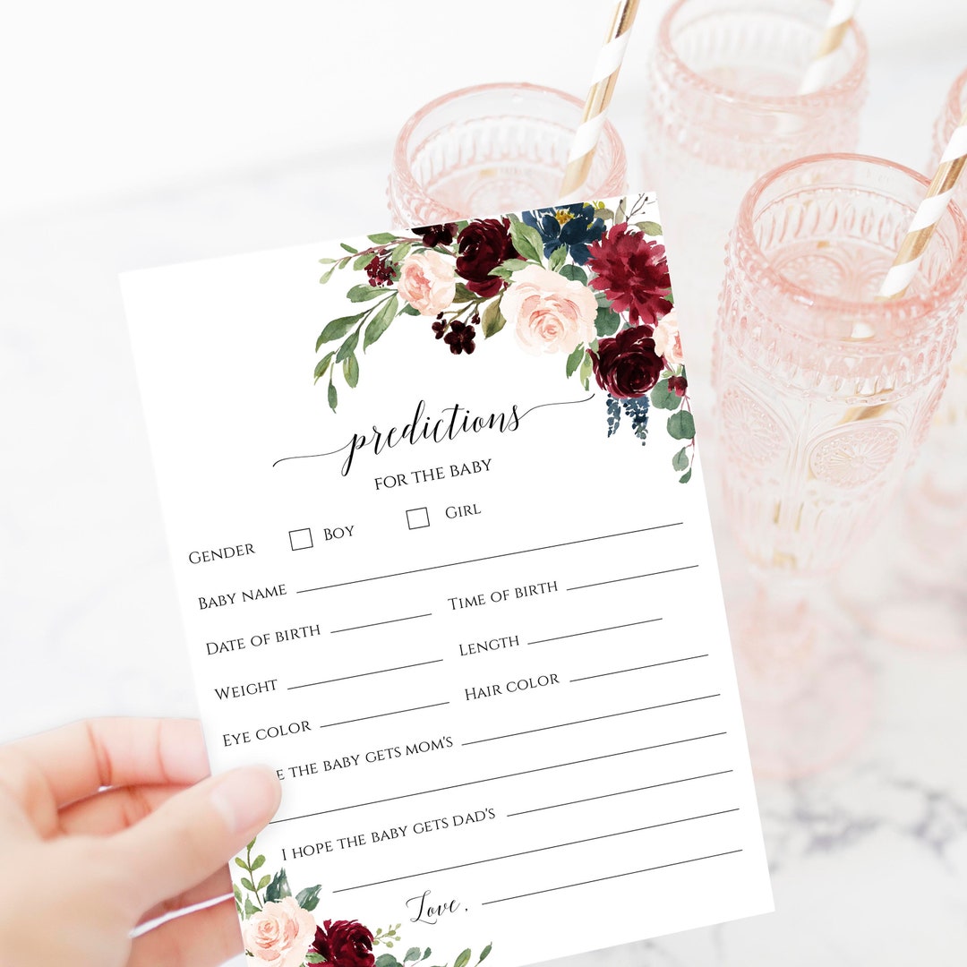 Editable Baby Predictions Card Printable Predictions for - Etsy