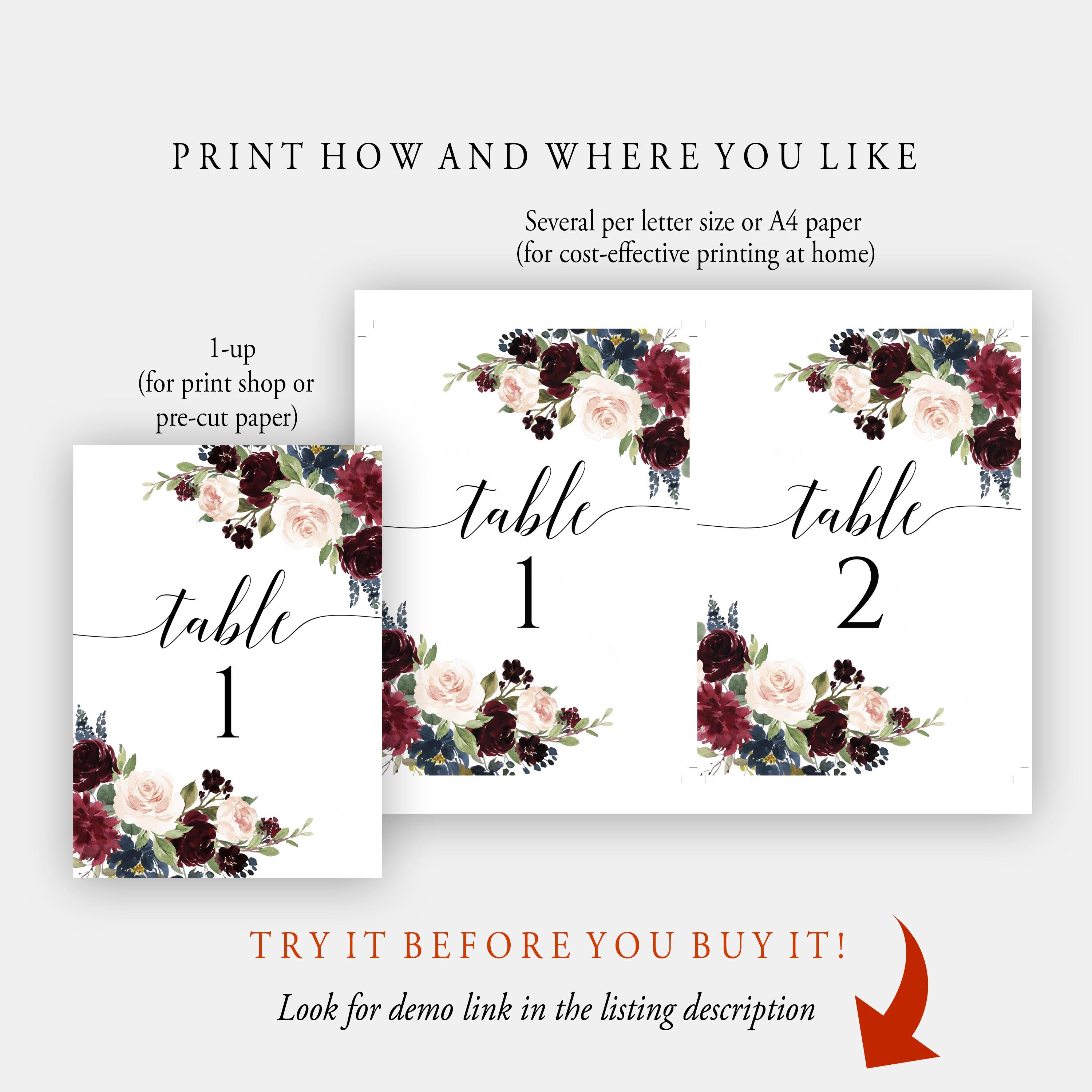 Table Number Template Instant Download Fully Editable - Etsy