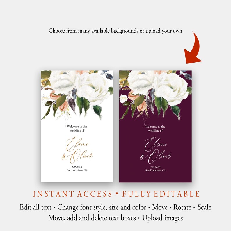 Folded Wedding Program Template Fully Editable Templett - Etsy