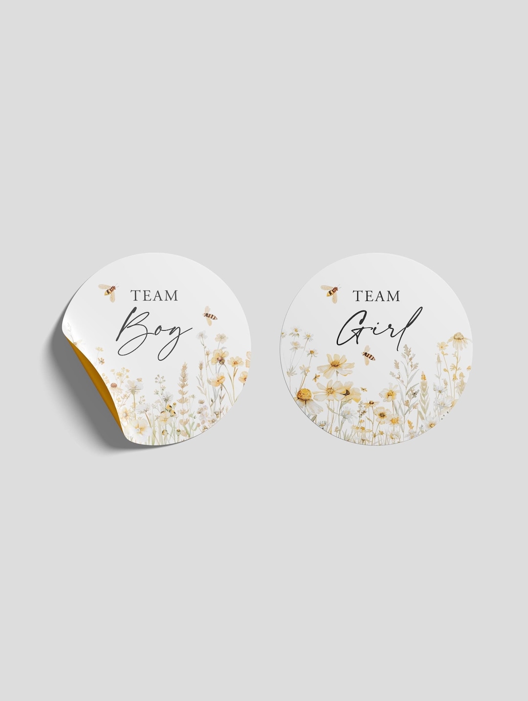 Gender Reveal Stickers Team Boy Team Girl Sticker Wildflower Gender ...