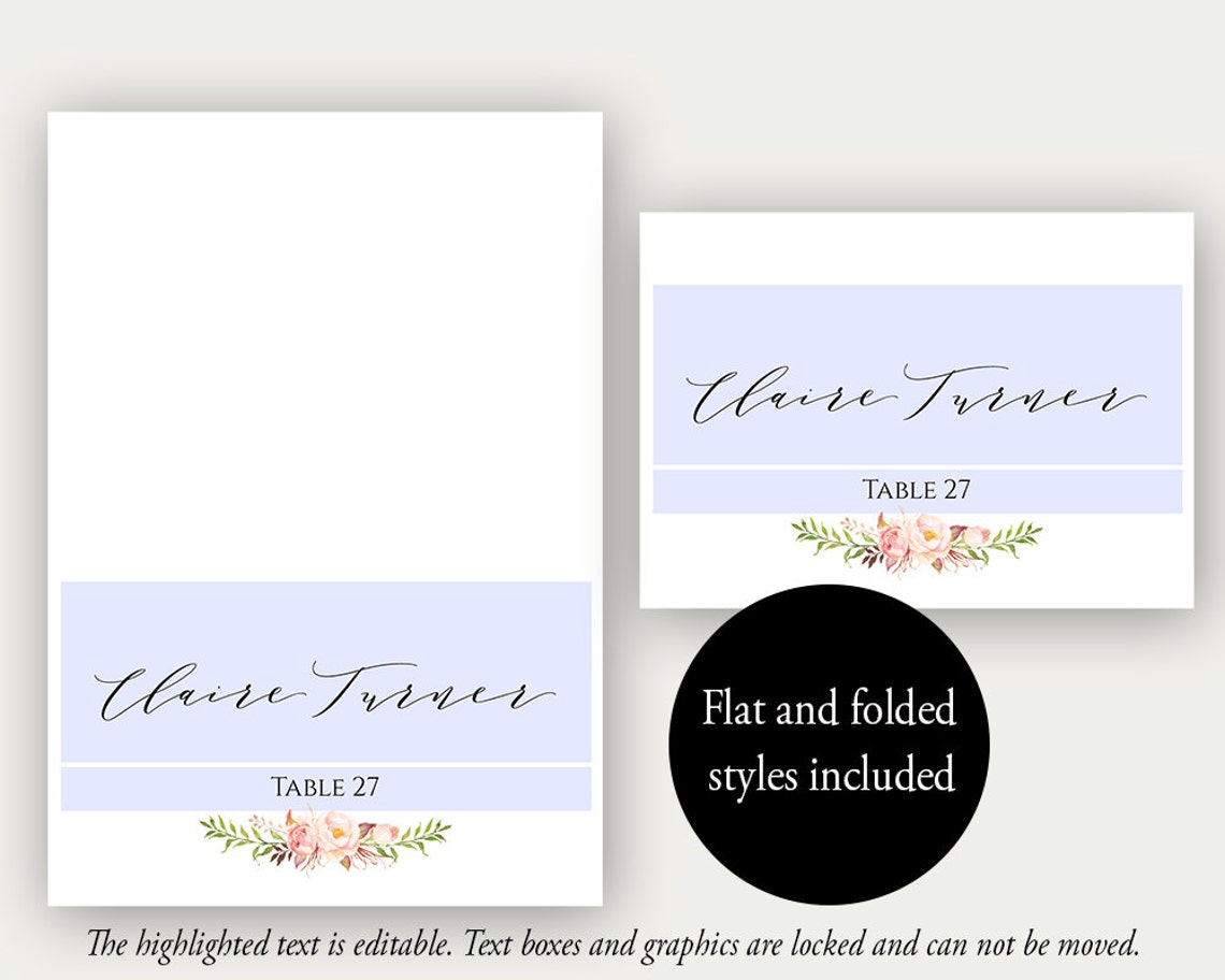 Place Card Template PDF Download Wedding Place Cards - Etsy