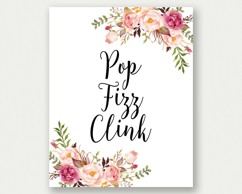 Pop Fizz Clink Sign Champagne Bar Sign Bridal Shower Bar - Etsy