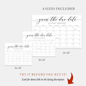 Guess the Baby Arrival Date, Modern Due Date Calendar, Minimalist Baby ...