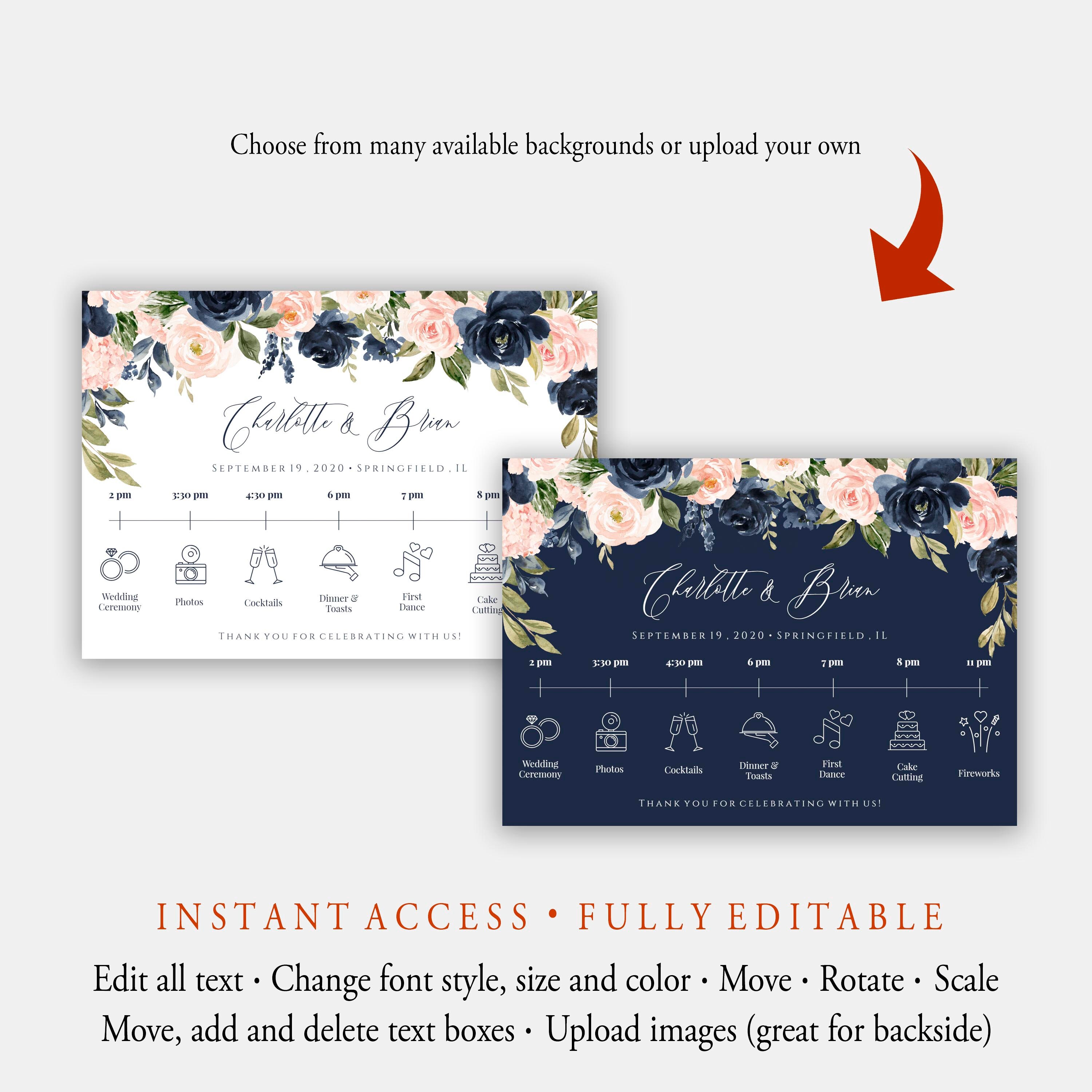 Poster Size Wedding Timeline, Large Sign, Printable Timeline, Wedding ...