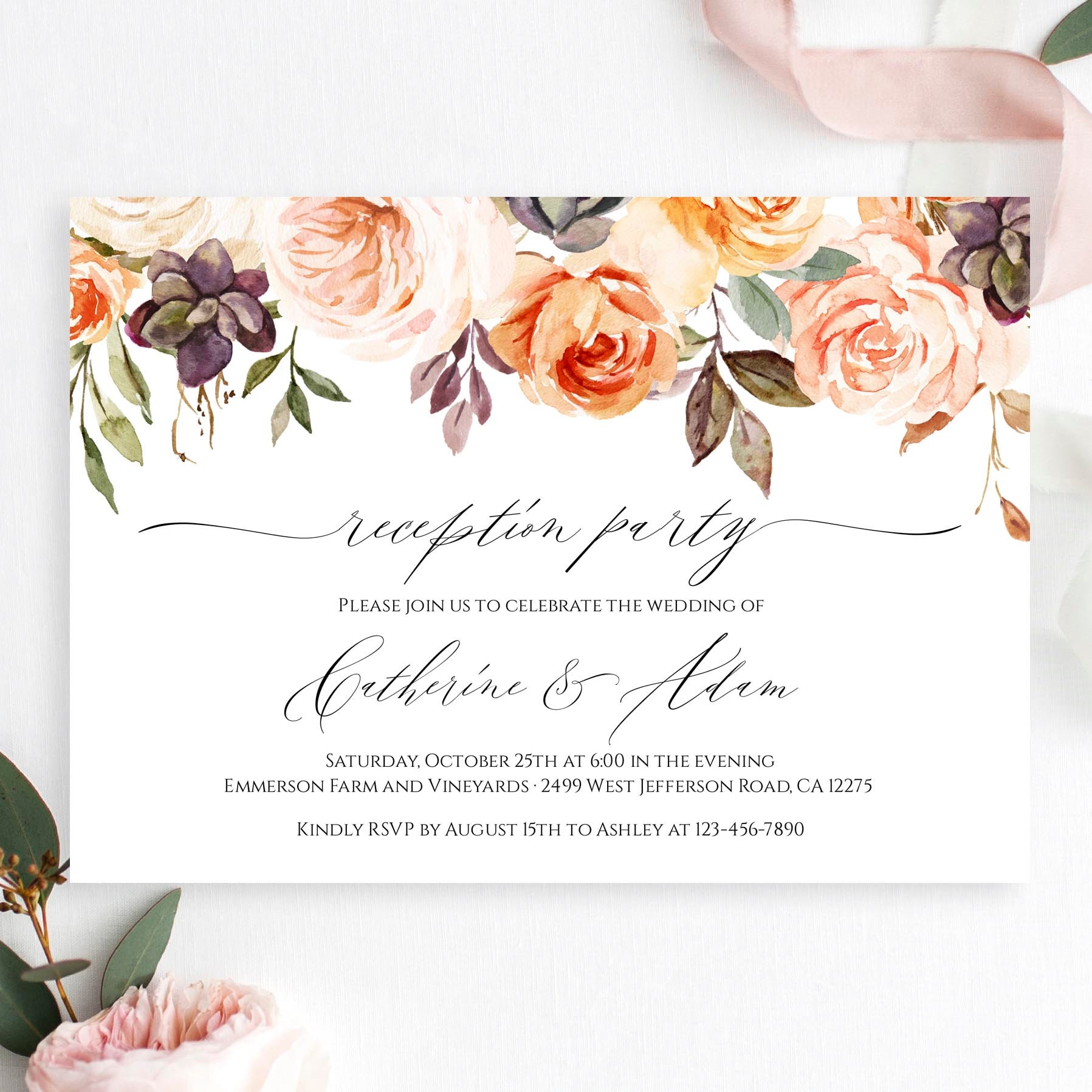 Editable Wedding Reception Invitation Template Printable | Etsy