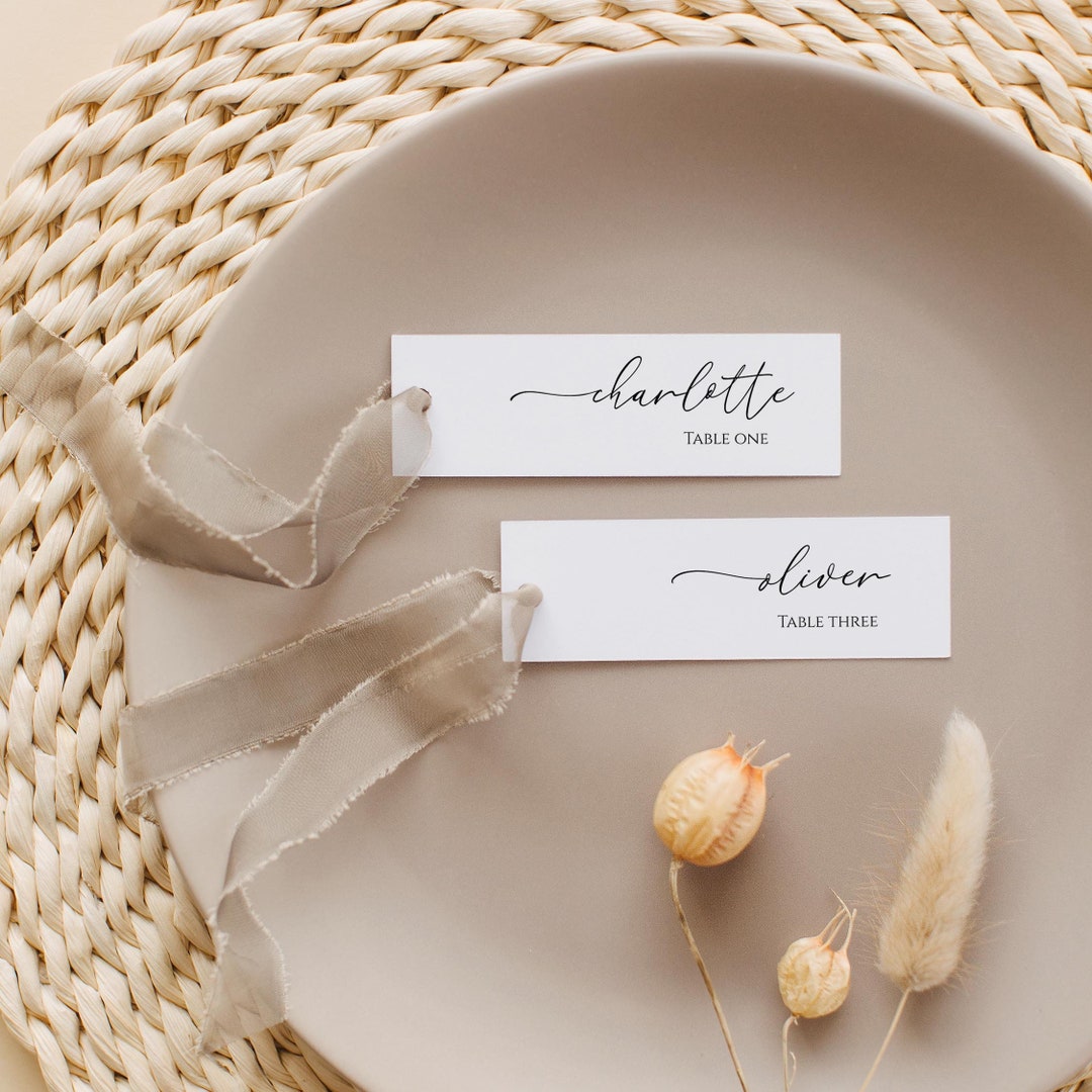 Slim Place Card Template, Skinny Wedding Place Cards, Thin Minimalist ...
