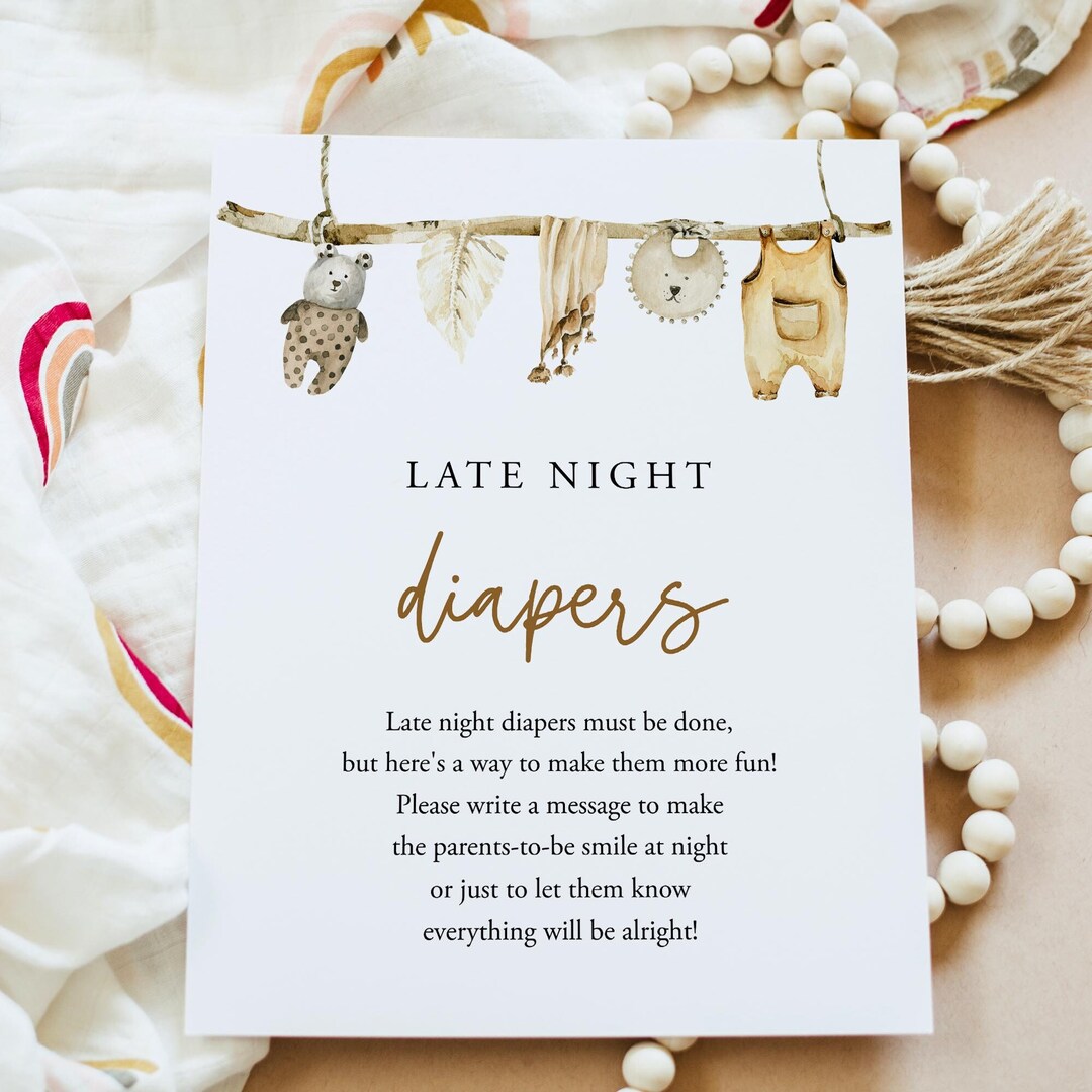 Late Night Diapers Rustic Late Night Diaper Sign Printable Nursery ...