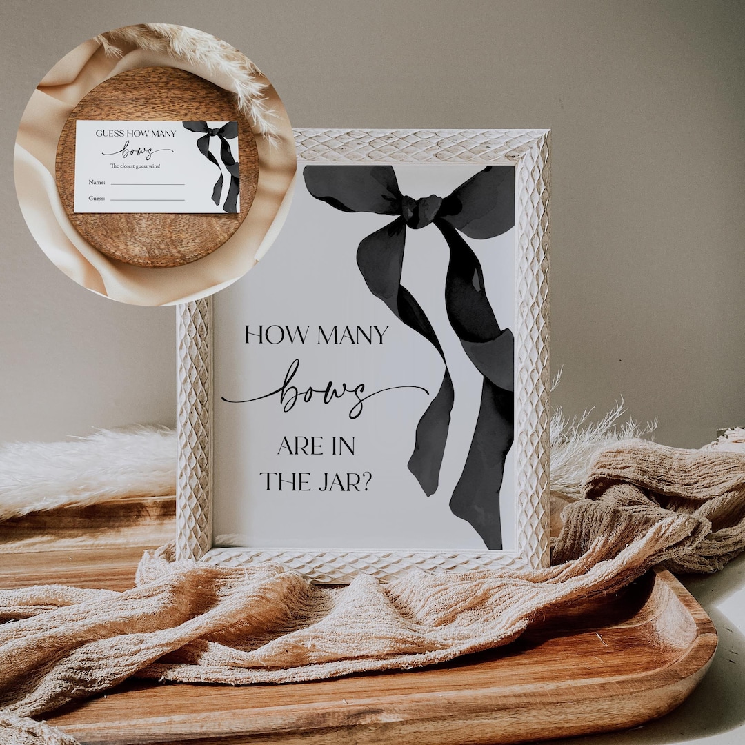 Bow Guess How Many Bows Black Ribbon Bow Guessing Game Bridal Shower ...