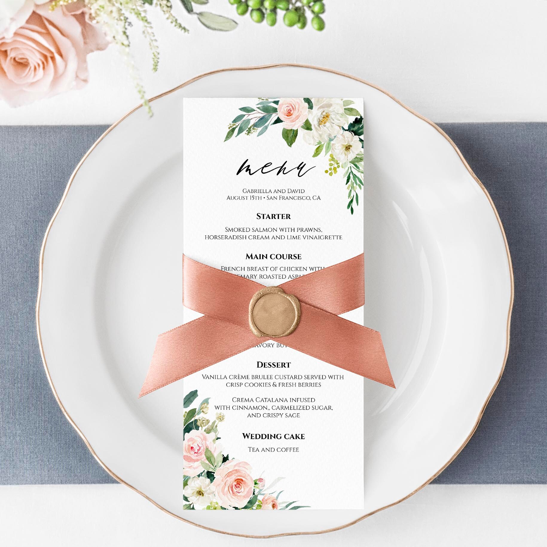 Wedding Menu Template Fully Editable Wedding Menu Cards - Etsy