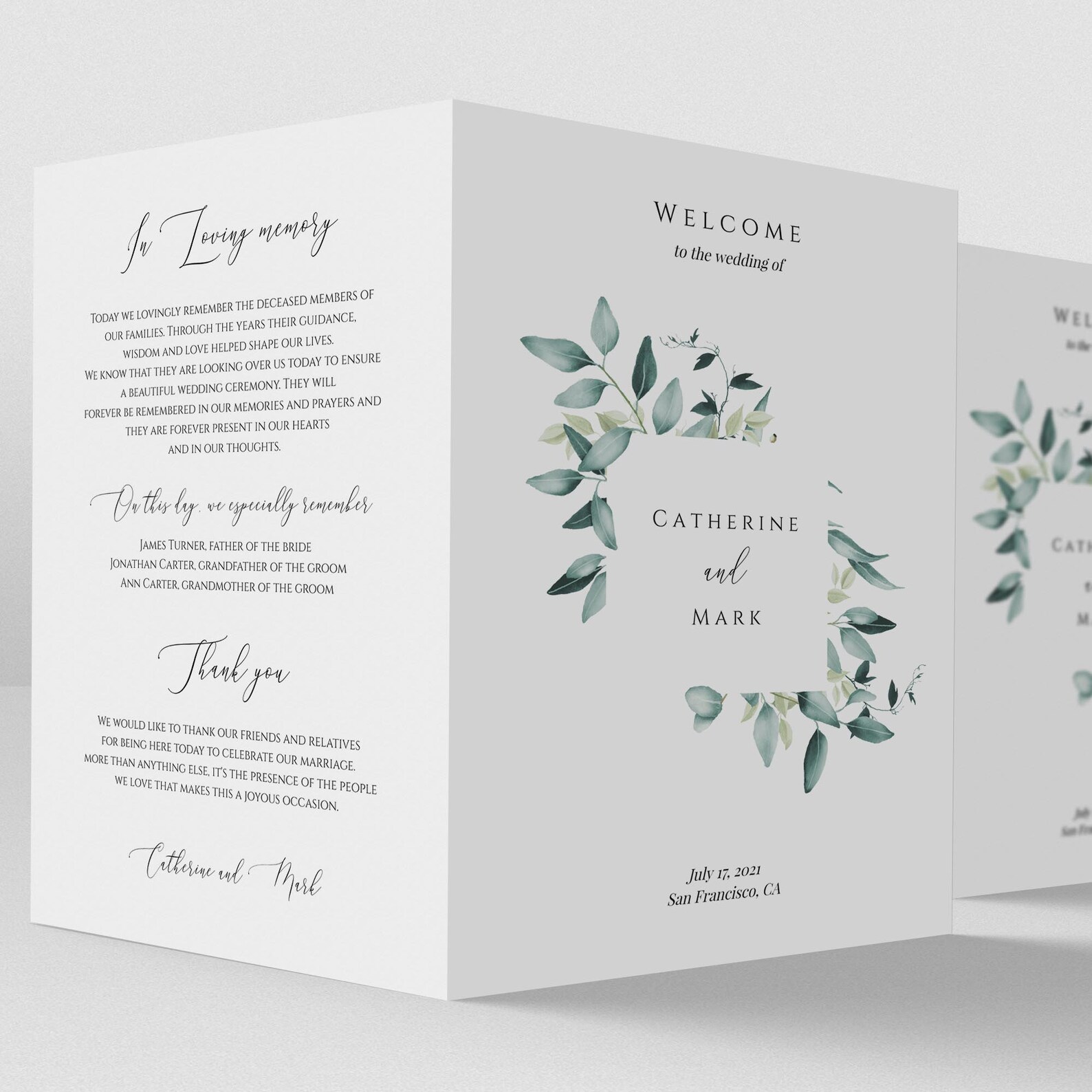 Folded Wedding Program Template Fully Editable Templett - Etsy