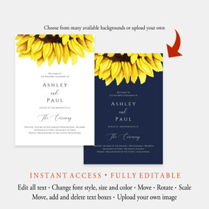 Sunflower Fan Program, Printable Summer Ceremony Template, French ...