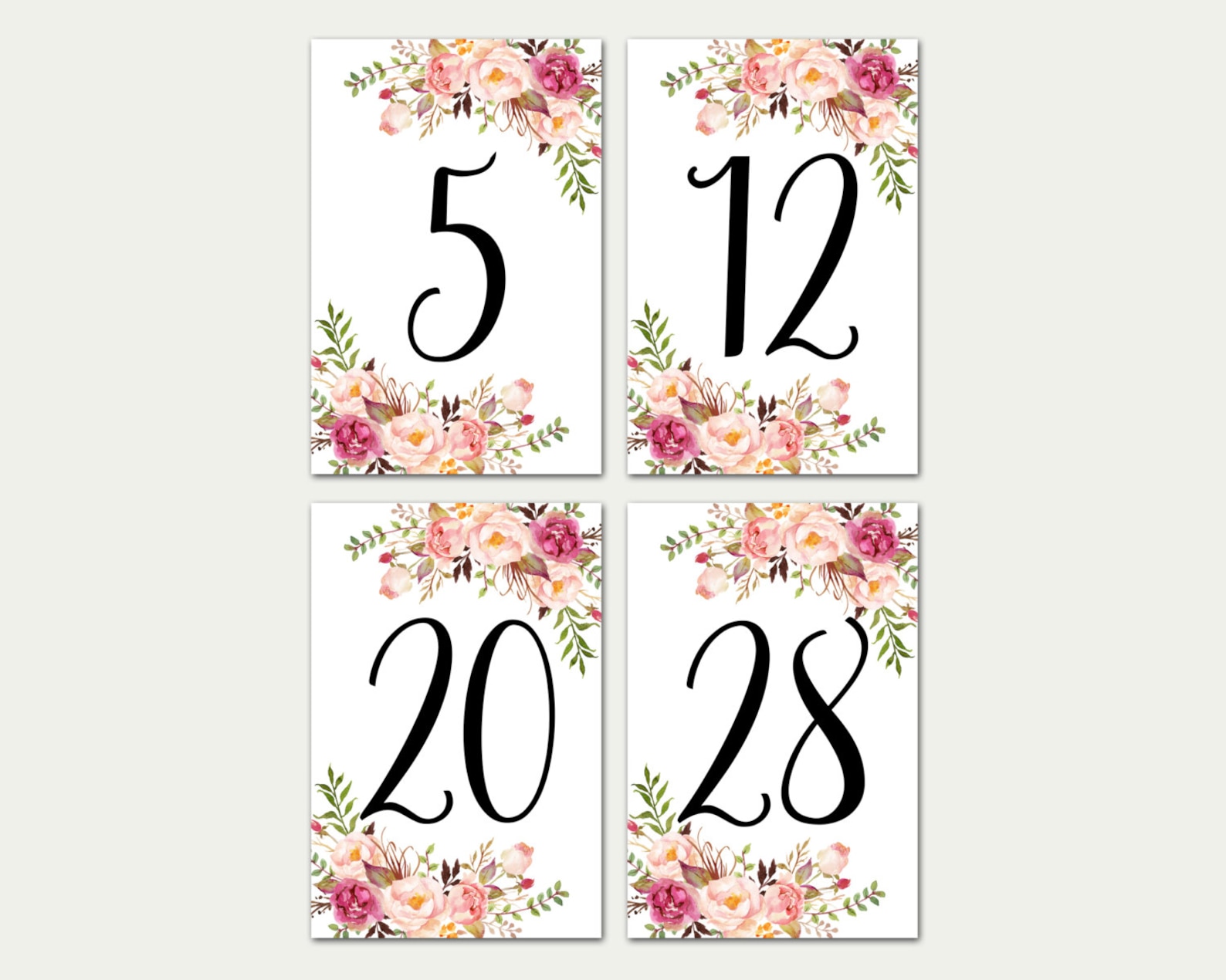 Wedding Table Numbers Printable Table Numbers Numbers 1-30 - Etsy