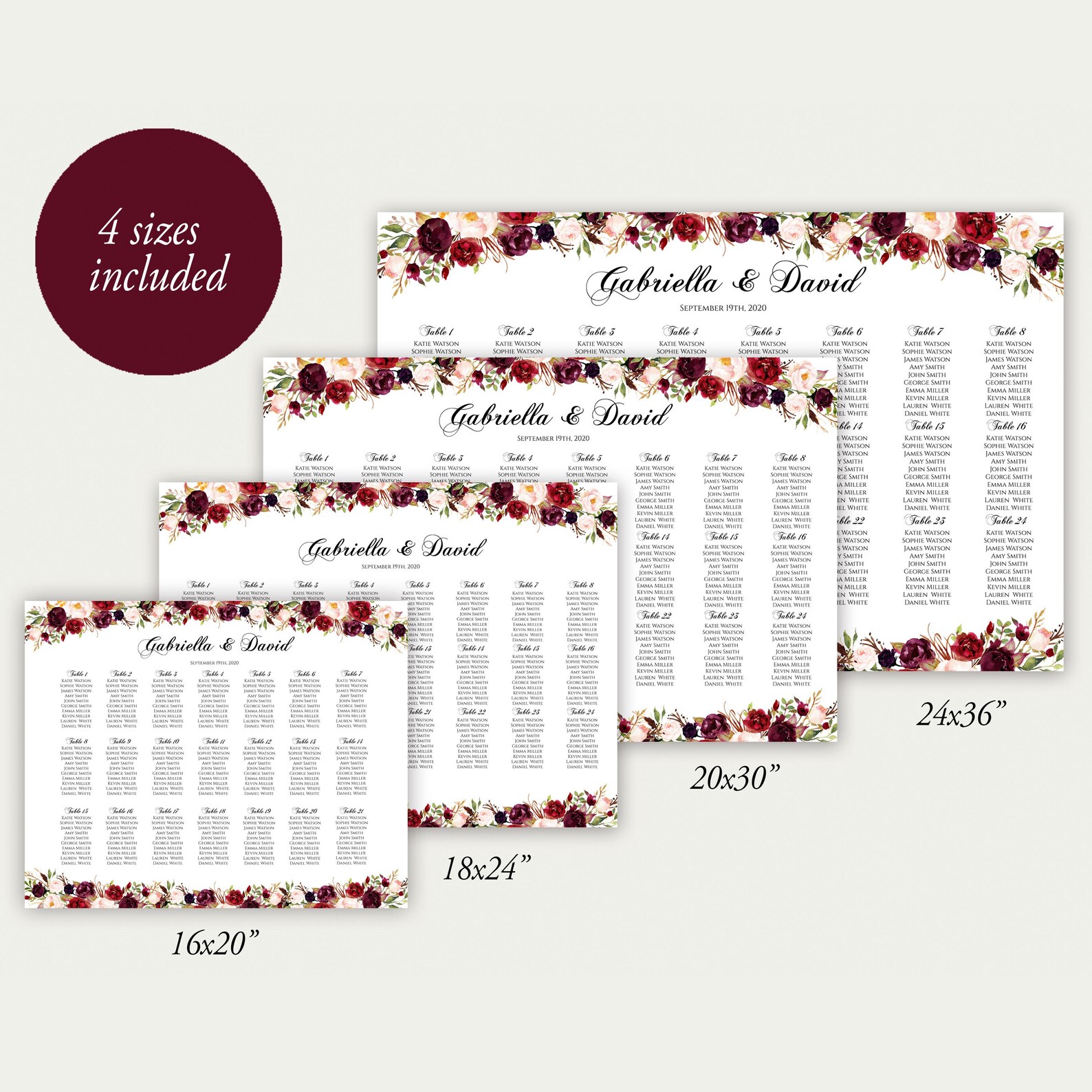 Seating Chart Landscape Seating Chart Seating Chart Poster | Etsy