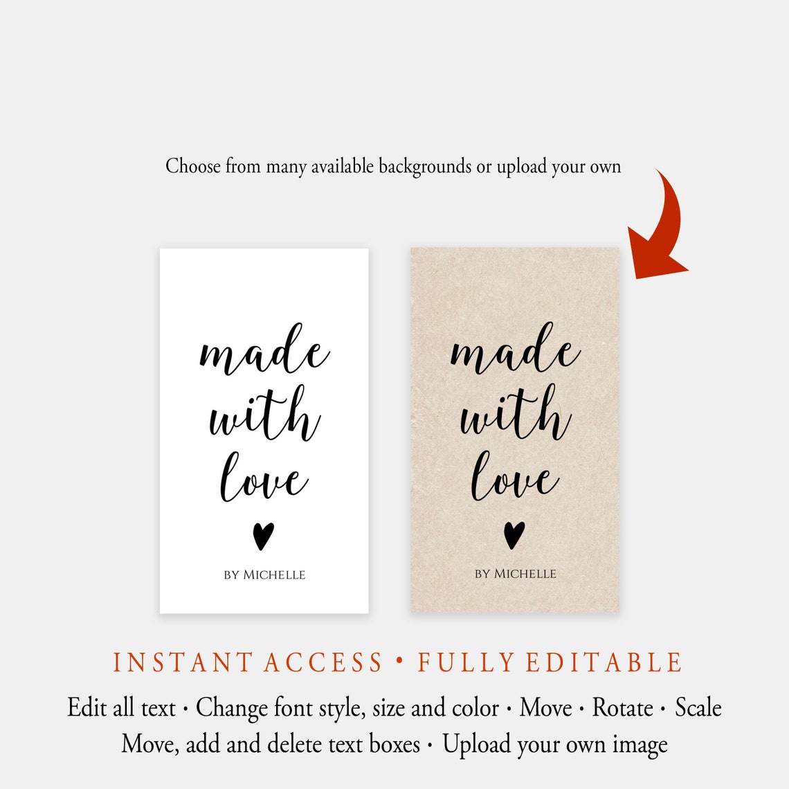 Rustic Made With Love Tag Template Editable Made With Love - Etsy