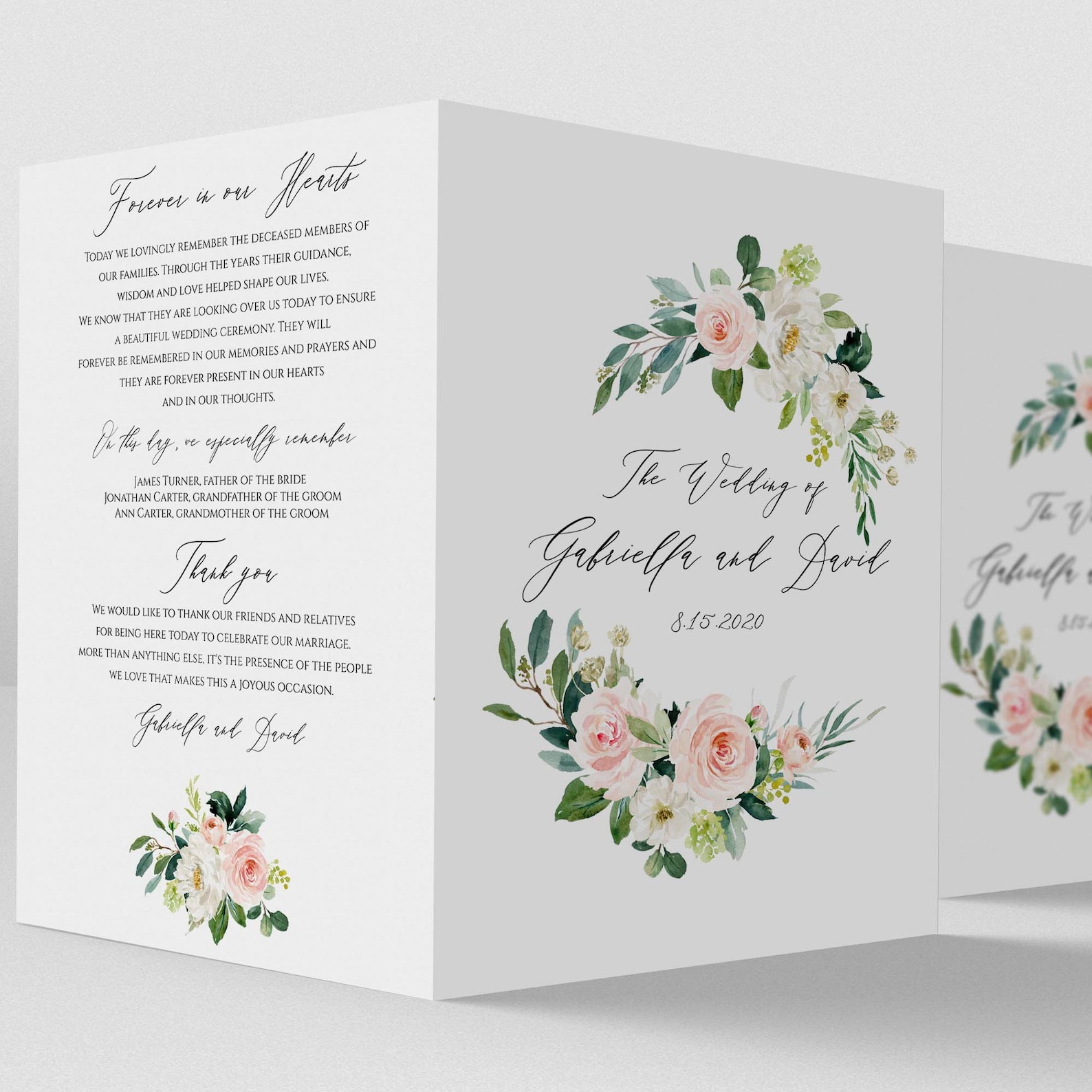 Folded Wedding Program Template Fully Editable Templett - Etsy