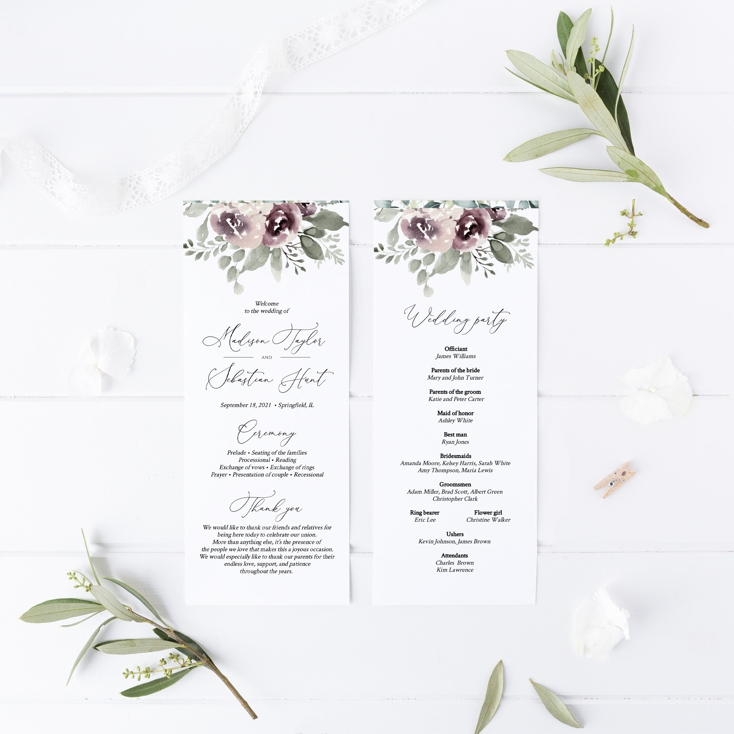 Editable Wedding Program Template Download Editable Printable | Etsy